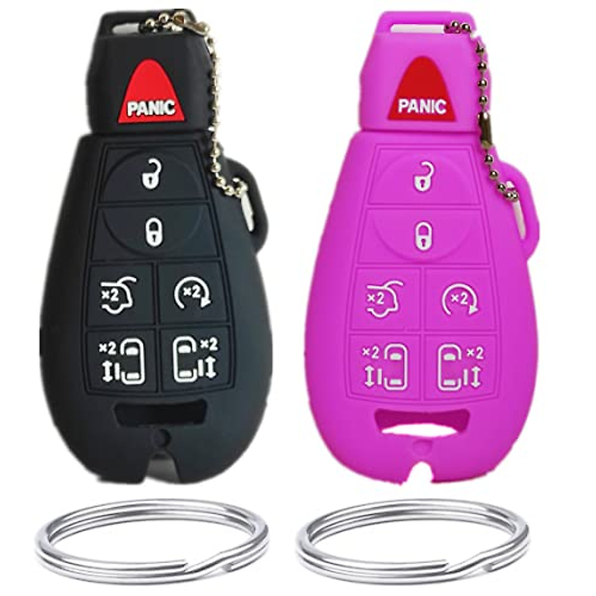Silicone Key Fob Covers Protector Keyless Remote Holder Compatible with Chrysler Town Country Dodge Grand Caravan Charger Challenger Durango Journey Ram Magnum Jeep M3N5WY783X 2701A-C01C b098j537f5