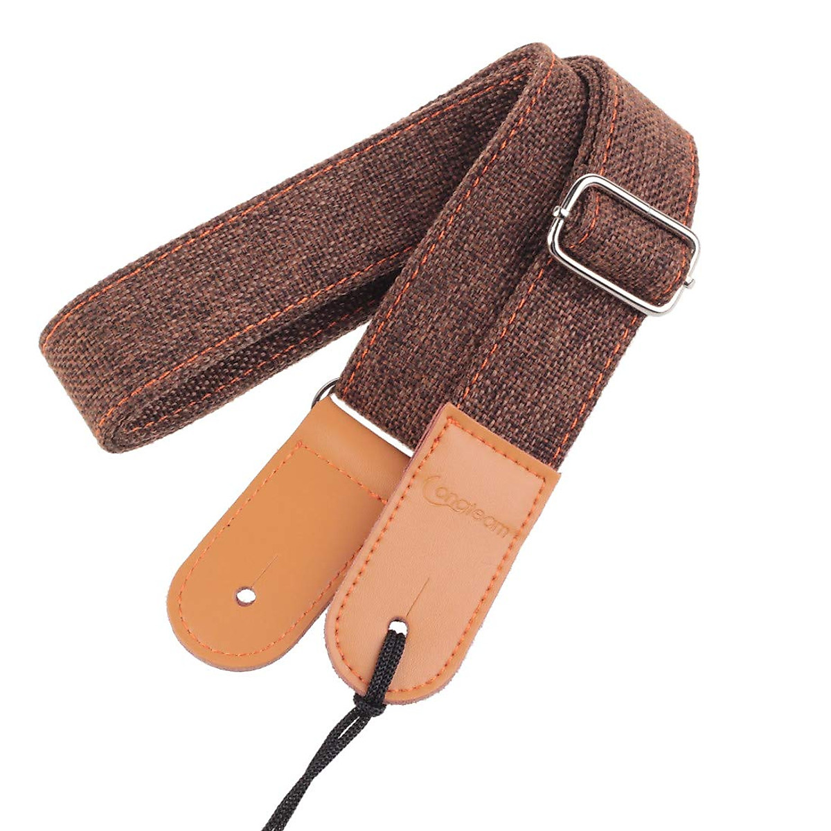 Longteam Simple Linen Leather Ukulele Strap Adjustable Length Durable Uke Straps with Nail, Rope, Picks (Coffee)