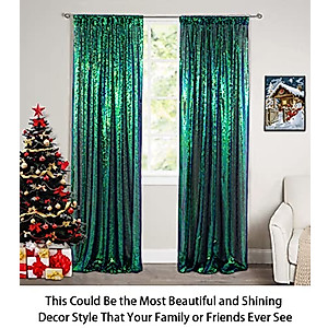Sequin Curtains 2 Panels 2FTx8FT Iridescent Green Photo Booth Backdrop Prom Backgrounds Baby Shower Backdrop Wedding Ceremony Backdrop Birthday Party Decorations