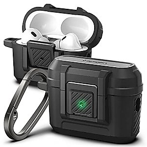Spigen Lock Fit Designed for AirPods Pro 2nd Generation Case (USB-C/Lightening Cable) with Secure Lock Clip - Black