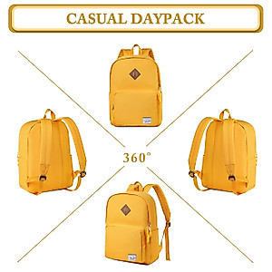 VASCHY School Backpack, Ultra Lightweight Backpack for Women Bookbag for Kids Teen Boys Girls Yellow