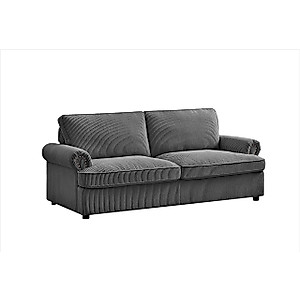 Container Furniture Direct Reversible Sleeper Sofa with Memory Foam Mattress, Comfortable and Durable Full Size Bed Couch for Living Rooms, Upholstered with Corduroy Fabric, 70" Wide, Grey