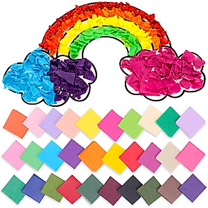 Tissue Paper Squares – 1x 1 inch for Arts and Crafts - 3000 Pcs in 30 Assorted Colors, JroyJoy Rainbow Tissue Mosaic Squares for Arts Craft DIY Scrapbooking Scrunch Art Classroom Activities