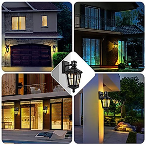 XANGQAN Outdoor Wall Light Fixture with Motion Sensor and Dusk-to-Dawn Sensor, Waterproof and Anti-Rust Aluminum Exterior Sconce with Tempered Water Ripple Glass, for House Garage and Porch.