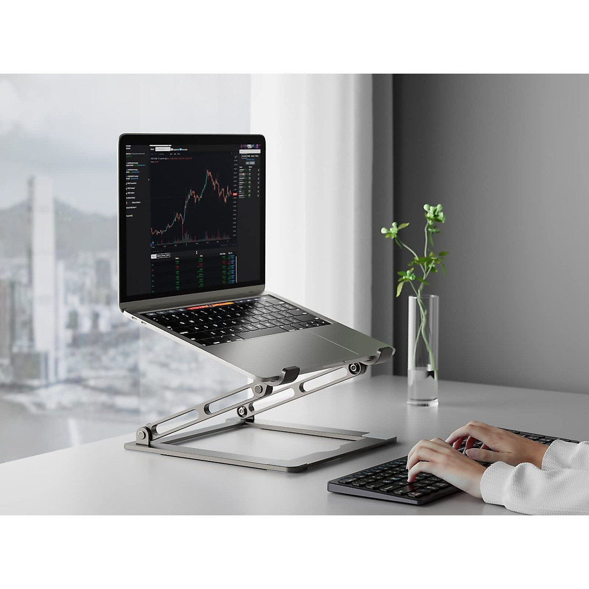 VIGLT Laptop Stand for Desk, Adjustable Laptop Stand Holder Portable Laptop Riser with Multi-Angle Height Adjustable Computer Stand for MacBook Air/Pro and More Notebooks 10-17.3"-Grey