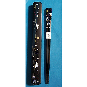 Ryu Mei 058016 Rabbit Japanese Chopstick Box and Set, Black