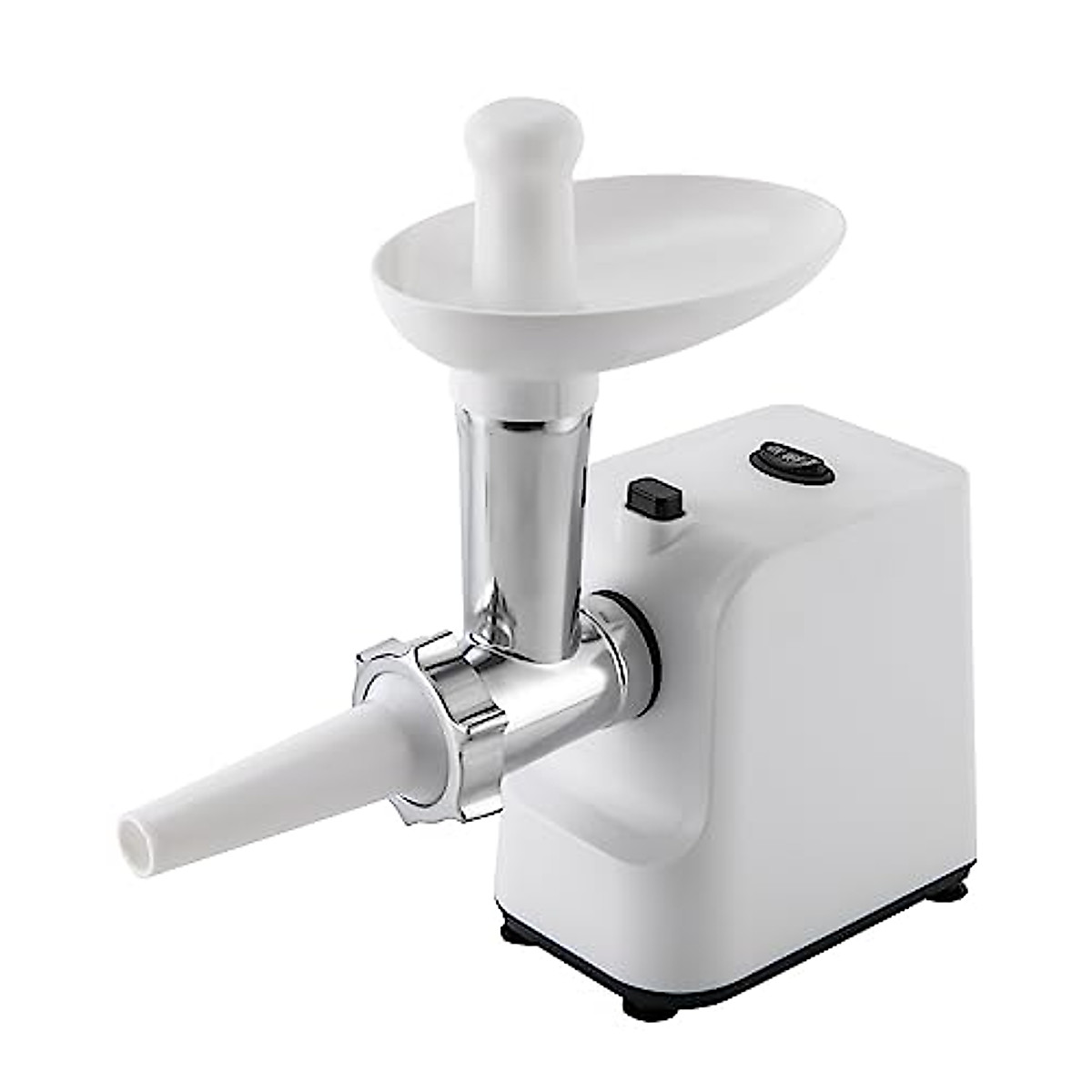 Meat Grinder, 1000W Stainless Steel Sausage Maker with 3 Plates, Sausage Stuffer Tube and Food Pusher, Meat Grinder Electric, for Home & Kitchen (White)