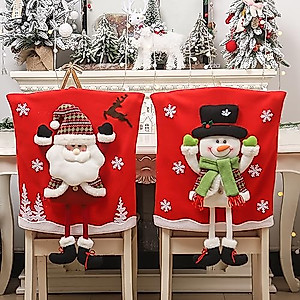 Christmas Chair Covers -Christmas Chair Back Decoration Cover, ?? Santa Claus Snowman Reindeer Xmas Dinner Chairs Cover, Chair Slipcover Christmas Table Decoration, Christmas Props Xmas Decor #B