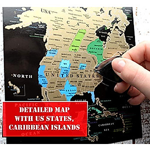 Scratch off map World Scratch card Greeting Cards Detailed 6 Continents wall map Scratch Card Black Gold Push Pin map for Travelers personalized by Mymap