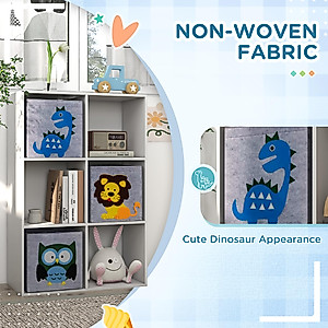 Qaba Children's Toy Organizer, Toy Storage with 3 Storage Bins and Cute Animal Design, Toy Shelf for Kids 3+ Years Old, White