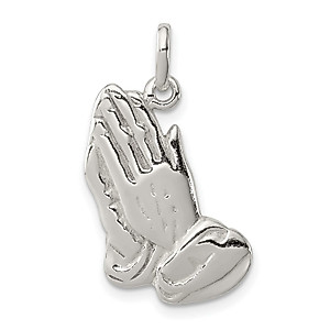 Sterling Silver Praying Hands Charm 26 mm x 15 mm