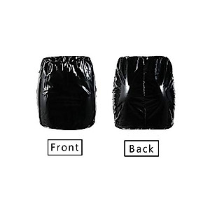 Michellecmm Women's Neon Leather Mini Skirt PU Bodycon Pencil Sexy Slim High Waist Elastic Pencil Latex Skirt Party Clubwear (Aa Black, M)