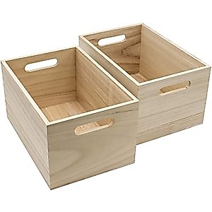 Sorbus Unfinished Wood Crates - Organizer Bins, Wooden Box for Pantry Organizer Storage, Closet, Arts & Crafts, Cabinet Organizers, Containers for Organizing (2 Pack)