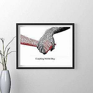 "Everything Will Be Okay" Inspirational Wall Art-14 x 11" Typographic Word Art Hands Print-Ready to Frame. Motivational Decor for Home-Office-School-Counseling. Positive Sign for Teachers!