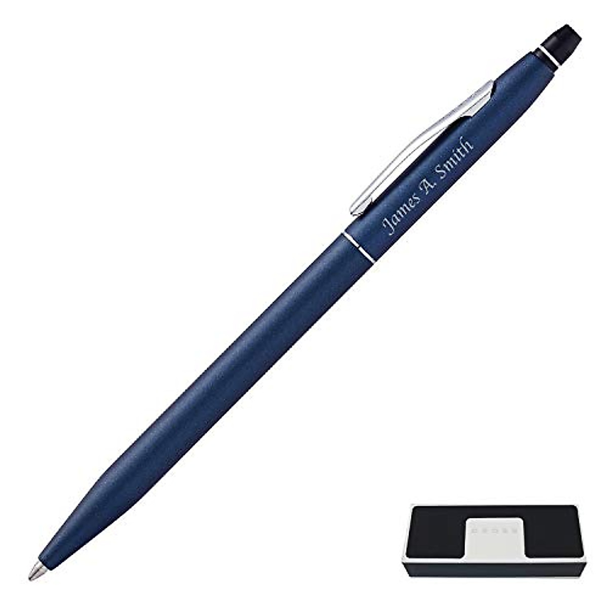 Engraved - Cross Click Ballpoint Pen - Personalized with Your Name (Midnight Blue)