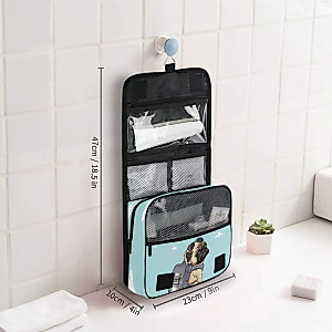 ALAZA Pug Dog Blue Travel Toiletry Bag Hanging Multifunction Cosmetic Case Portable Makeup Pouch Organizer with Hook