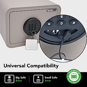 ISLANDSAFE Safe Accessories External Emergency Battery Pack Box, Double Head for Safe Box, Home, Office, White