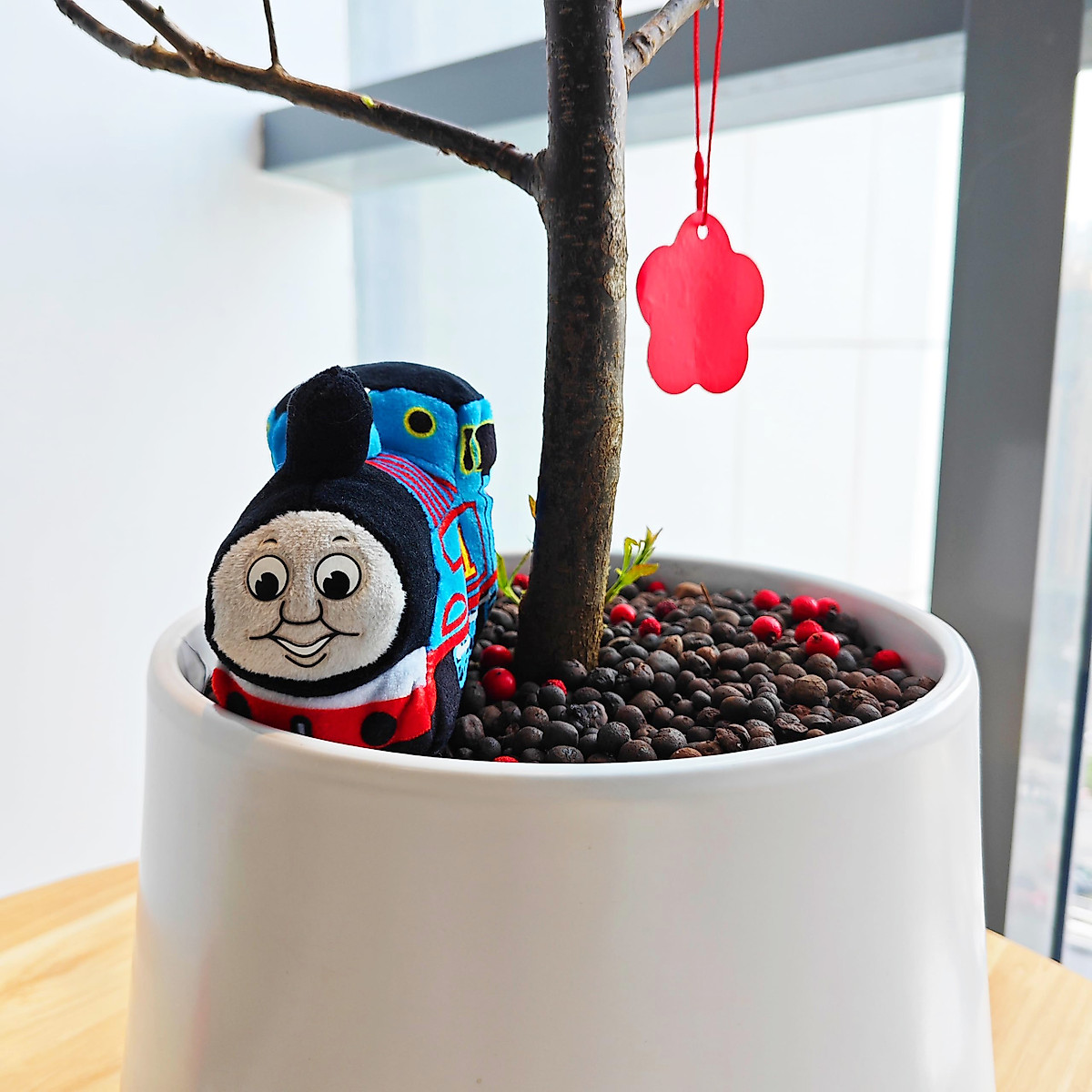 Thomas Train Plush Stuffed Percy Pillow Buddy - Super Soft Polyester Microfiber (Thomas, 4.5 inch)