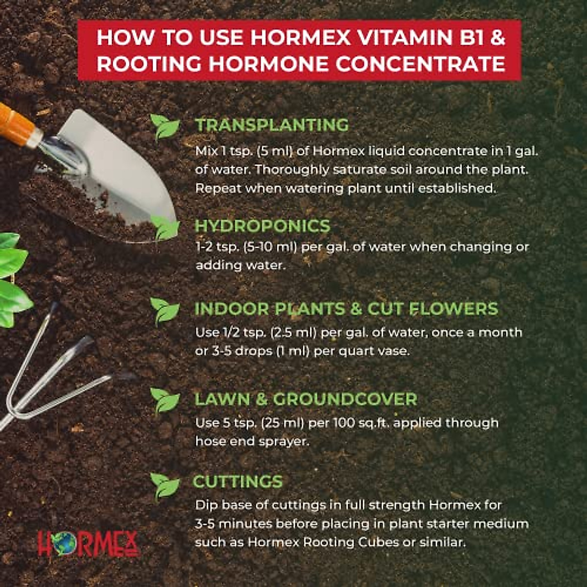 Hormex Vitamin B1 Rooting Hormone Concentrate - Rooting Hormone for Hydroponics, Aeroponics, Established Plants, Cuttings and More, Indoor and Outdoor Plant Growth Stimulator Concentrate - (8oz)