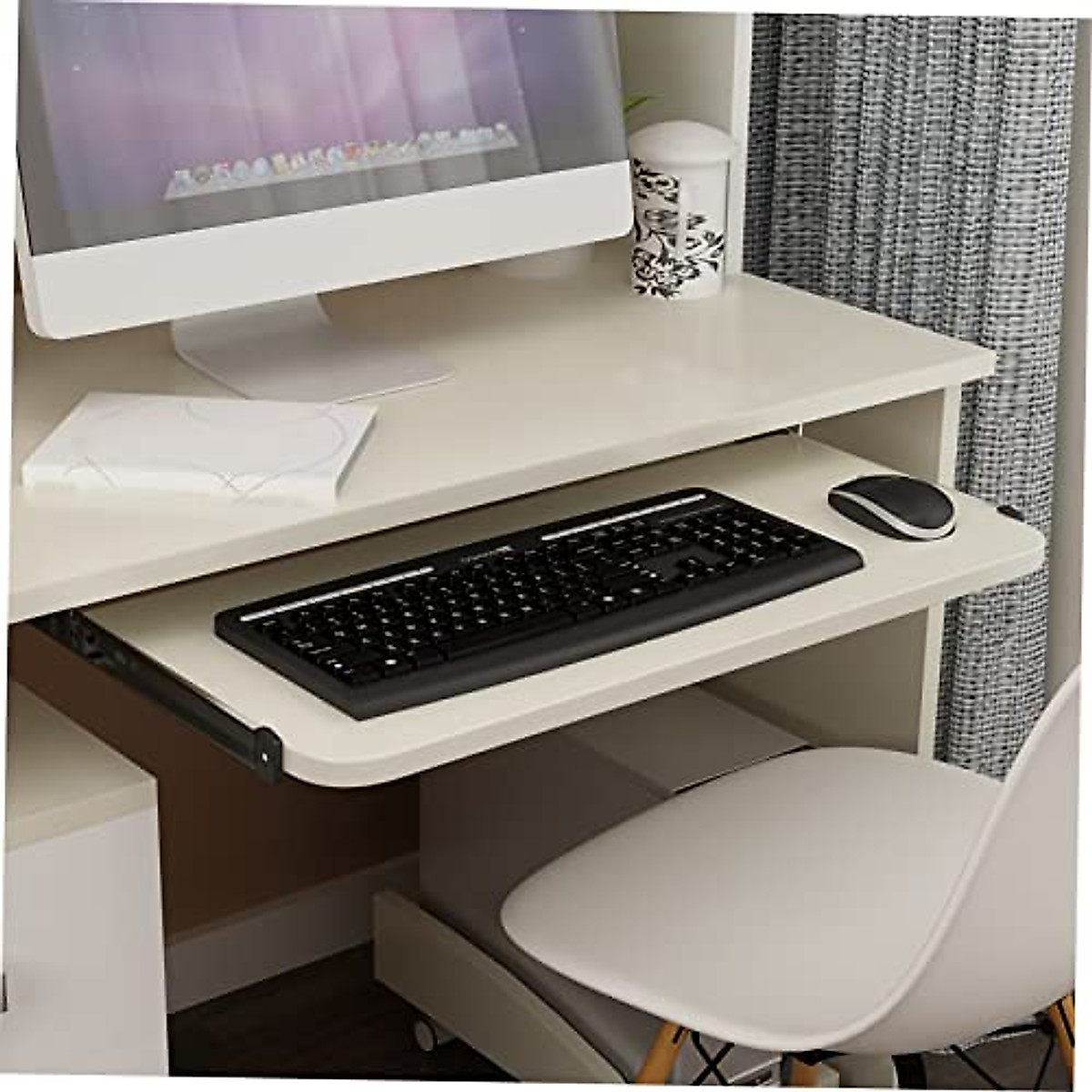 Abaodam 2 Pairs Keyboard Rails Plastic Serving Tray Desk Tray Ball Bearing Desk Keyboard Tray Slide Out Keyboard Under Keyboard Tray Under Desk Steel Practical Keyboard Stand Cupboard