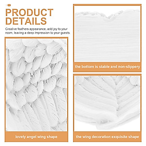 Zerodeko Angel Wings Heart Tray Trinket Earrings Ring Candy Storage Holder Candy Chocolates Jewelry Key Holder Decorative Dish Jewelry Holder White