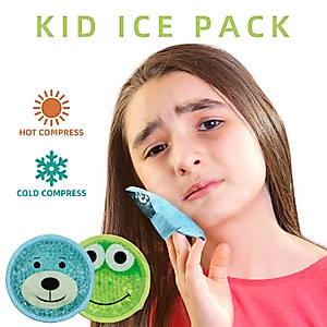 Large Kids Boo Boo Ice Pack,2 Packs Cute Heat Cold Gel Beads Packs for Kid's Fever,Pain Relief,Wisdom Teeth,First Aid and Neck, Head, Arms, Legs Injuries.
