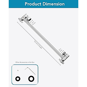 15 Inch Extra Long Adjustable Shower Head Extension Arm With Locking Set Screw, Singing Rain Solid Brass Chrome Finish Angle Height Adjustable, Easy To Install, G1/2 Universal Connector Compatible