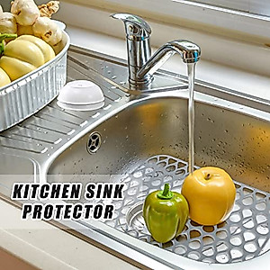 2-Pack Kitchen Sink Mat, Silicone Sink Mats for Stainless Steel Sink, Sink Protectors for Kitchen Sink, Silicone Drying Mat Dish Dryer Mats, Can be Cut for Center Drain or Rear Drain (13.58"x11.6")