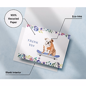 Twigs Paper Thank You Cards Dogs Design - 12 Assorted Dogs Thank You Cards with Envelopes - Made in USA Greeting Card - Eco Friendly Blank Cards and Envelopes - 5.5 x 4.25 Size Appreciation Cards