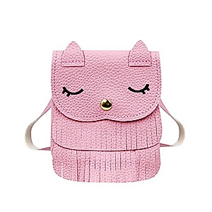 mossty Cute Cat Mini Tassel Bag Satchel Cross Body Bag Coin Candy Purse Messenger Bag