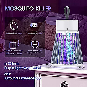 ELLASSAY Electric Bug Zapper for Indoor & Outdoor - Rechargeable Mosquito and Fly Killer Portable USB LED Purple Light Trap Have Security Grid Home, Bedroom, Backyard Camping Using, Grey