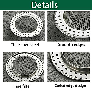 Bathtub Drain Hair Catcher, Fast Drain Shower Drain Hair Catcher, Stainless Steel Drain Protector for Bathroom Pop-up Drain, Kitchen and General Drain (4 PCS，Outer Diameter 3.55in/Inner Diameter 2in)