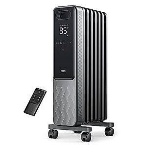 Dreo Oil Filled Radiator, Electric Radiant Heaters for indoor use Large Room with Remote Control, Child Lock, 4 Modes, Overheat & Tip-Over Protection, 24h Timer, Digital Thermostat, Quiet, 1500W