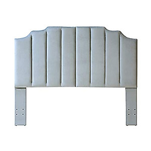 24KF Gray Velvet Upholstered Tufted Queen Size Headboard Full Size Headboard with Vertical Channel Design Queen/Full -Gray