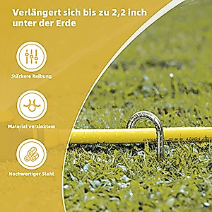 Rebar Stakes J Hook Extra Heavy Duty,【12 inch Long Enough】1/4 inch Rust Proof Coated Steel Ground Stakes Ground Anchors, Garden Stake Metal Stakes Tent Stakes Trampoline Anchors with Chisel Point End
