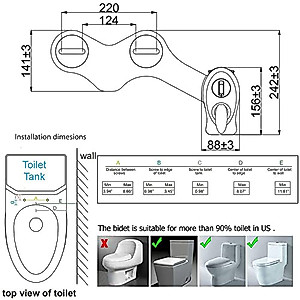 ifgswopq Non-Electric Bidet Toilet Seat Anal Single Left Handle (D 1)