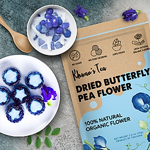 KHWAN'S TEA Pure Dried Butterfly Pea Flowers Blue Tea and Premium Dried Rose Petals