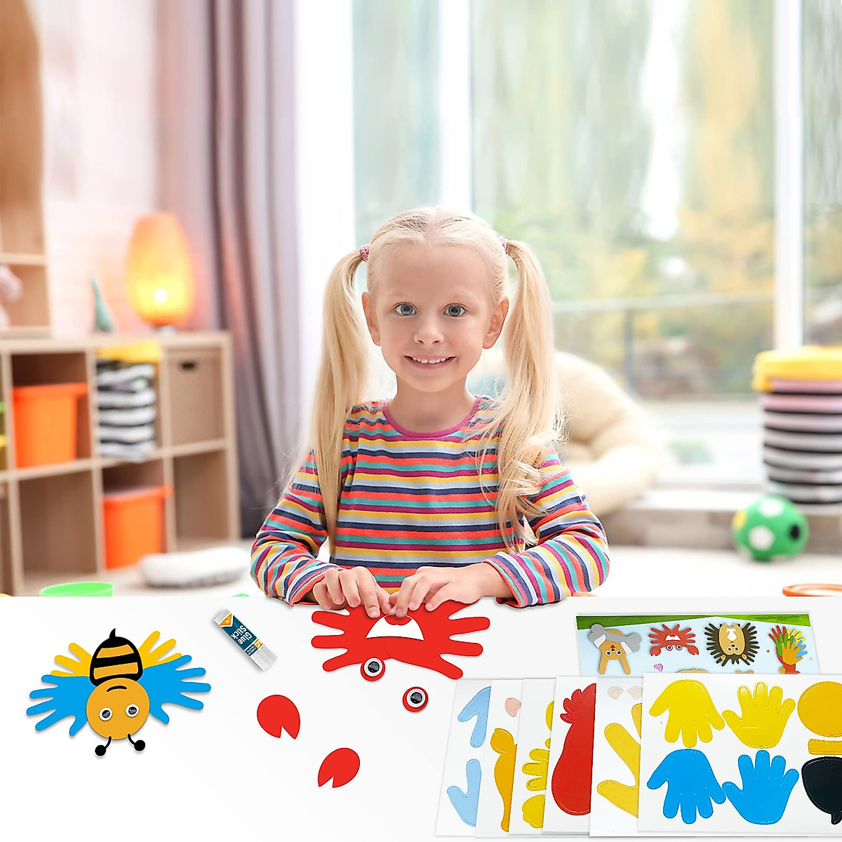 DISHIDIANZI Art and Crafts Kit for Children and Preschool Children, Simple Handicrafts for Children Aged 3-5 Years - Animal Craft Set Includes Supplies and Instructions