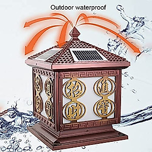 HSCW Brushed Aluminum, Acrylic Solar Outdoor Light Waterproof Decoration Wall Doorpost for Home Garden Post Column Headlight Solar Charging White