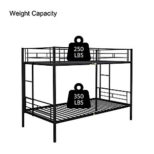 ZEROFEEL Twin Over Twin Metal Bunk Bed Frame, CPC Certified, Heavy Duty Space-Saving Design,Easy Assembly with Safety Guard Rails & 2 Side Ladder for Adults Children Teens