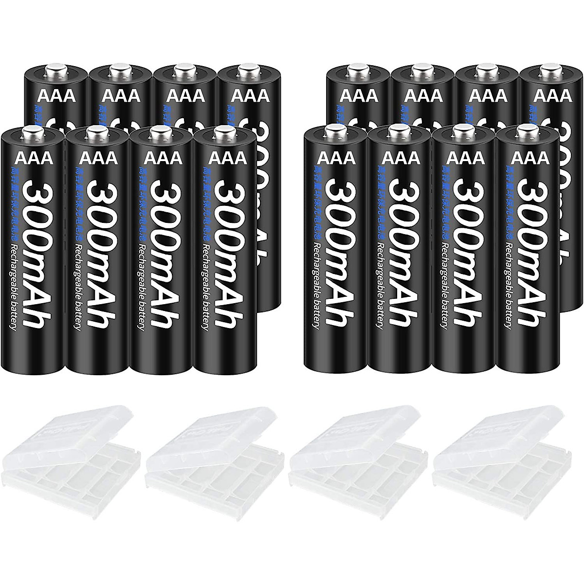 Tenbery Rechargeable Batteries AAA 300mAh 1.2v,16 Pack Ni-MH AAA Rechargeable Battery,1200 Cycle Triple A Rechargeable Batteries