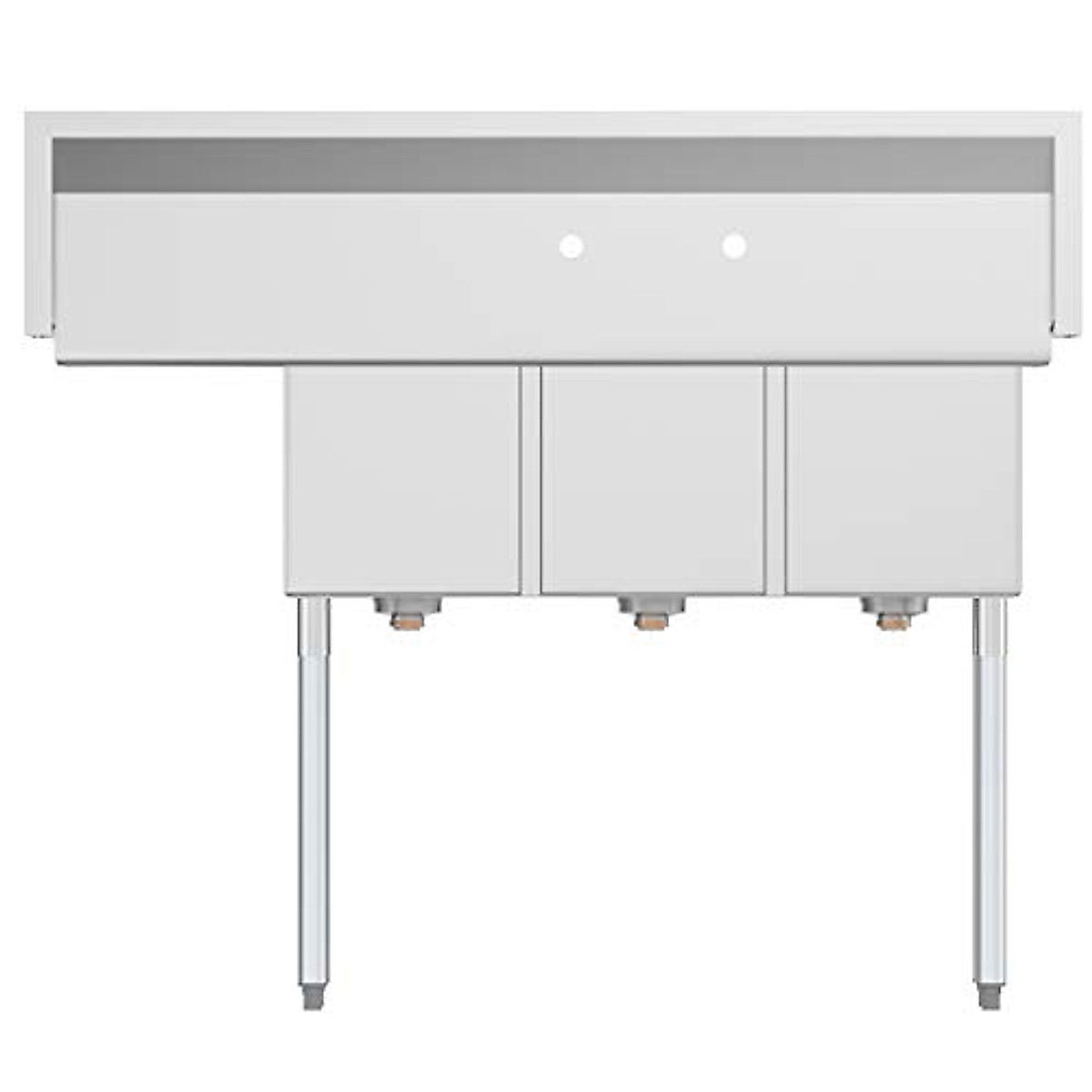 KoolMore - SC121610-12R3 3 Compartment Stainless Steel NSF Commercial Kitchen Sink with Drainboard - Bowl Size 12" x 16" x 10", Silver