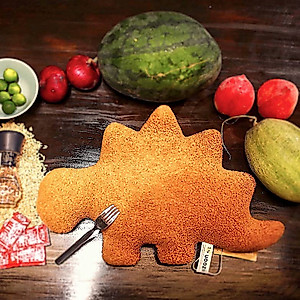 uoozii 17" | 1 Pound | Scented Stego Dino Nugget Plush Pillow - Cute Dino Chicken Nugget Shaped Weighted Stuffed Animals Ideal for Gifts & Home Decor (Brown Stego, 17" | 1 lb | Scented)