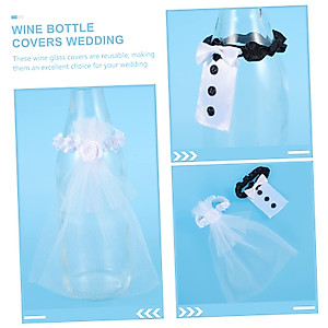 CORHAD 1 Set cup set groom gift bridemaids gifts bride decorations wedding glasses covers bride and groom flute cover wedding presents wine bottle cover dress cover