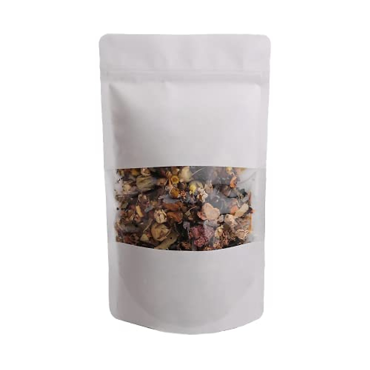 50 Pcs Resealable Bags, Kraft Stand Up Pouches, Zip Lock Storage & Packaging Bag, Food Storage Bags, Reusable Ziplock Bags with Window (White Kraft with Window, 13 x 22.5 cm (5.1x8.8 inch))