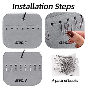 JEWERADO Headband Holder for Baby Girls Hair Bows Hanging Storage Organizer with 60 Hooks Storage for Newborn Headbands, Bow (Gray)