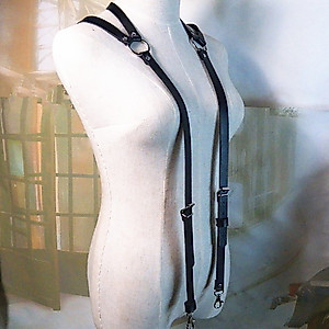 Body Chest Harness Punk Adjustable Faux Leather Belt with Buckles Rings for Men Women(LM01)