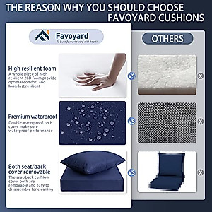 Favoyard Outdoor Seat Cushion Set 24 x 24 Inch Waterproof & Fade Resistant Patio Furniture Cushions with Removable Cover Deep Seat & Back Cushion with Handle and Adjustable Straps for Chair Sofa Couch