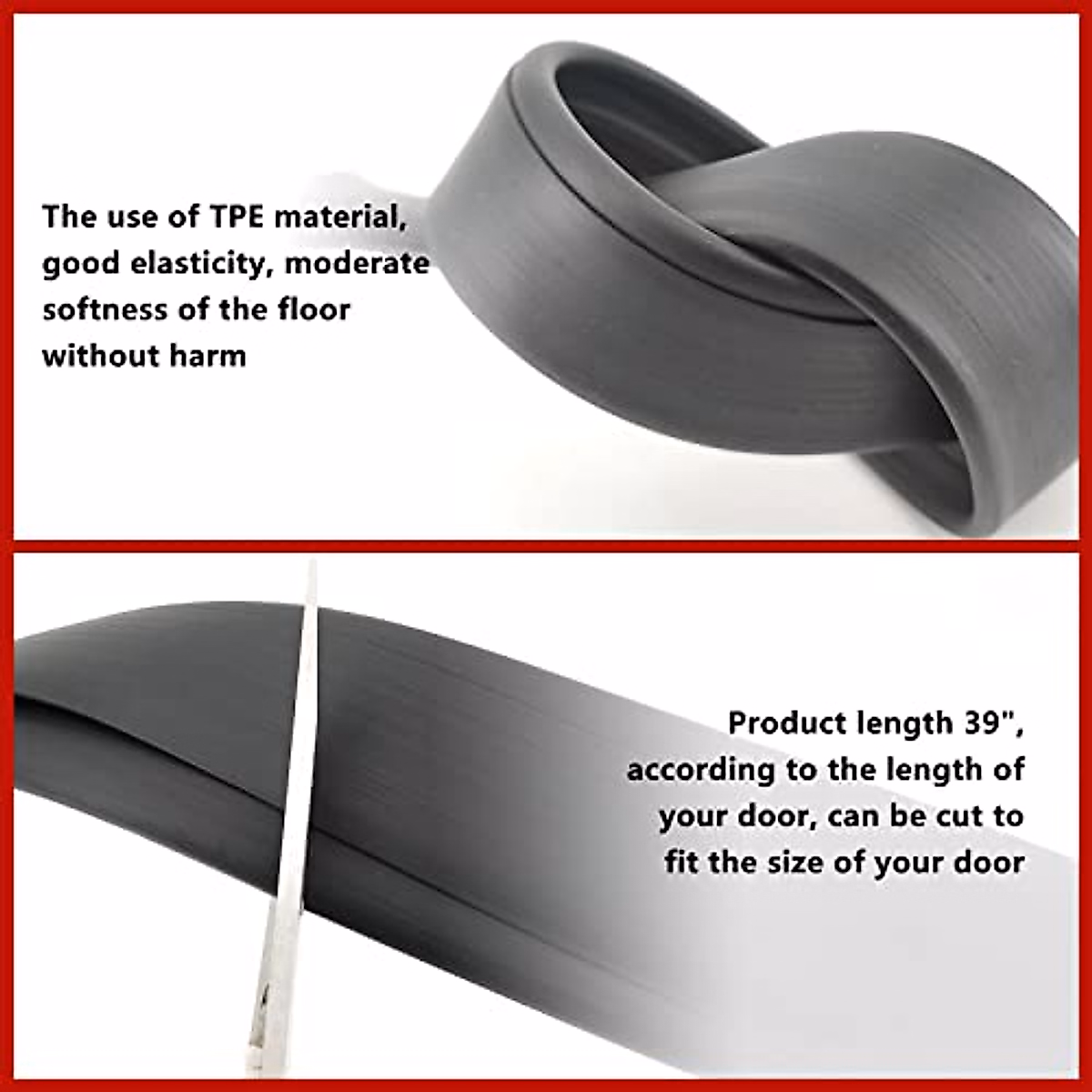 Door Draft Stopper, Cuttable Draft Stopper for Bottom of Door, Strong Adhesive Door Sweeps for Exterior Doors 39” Length (Black)