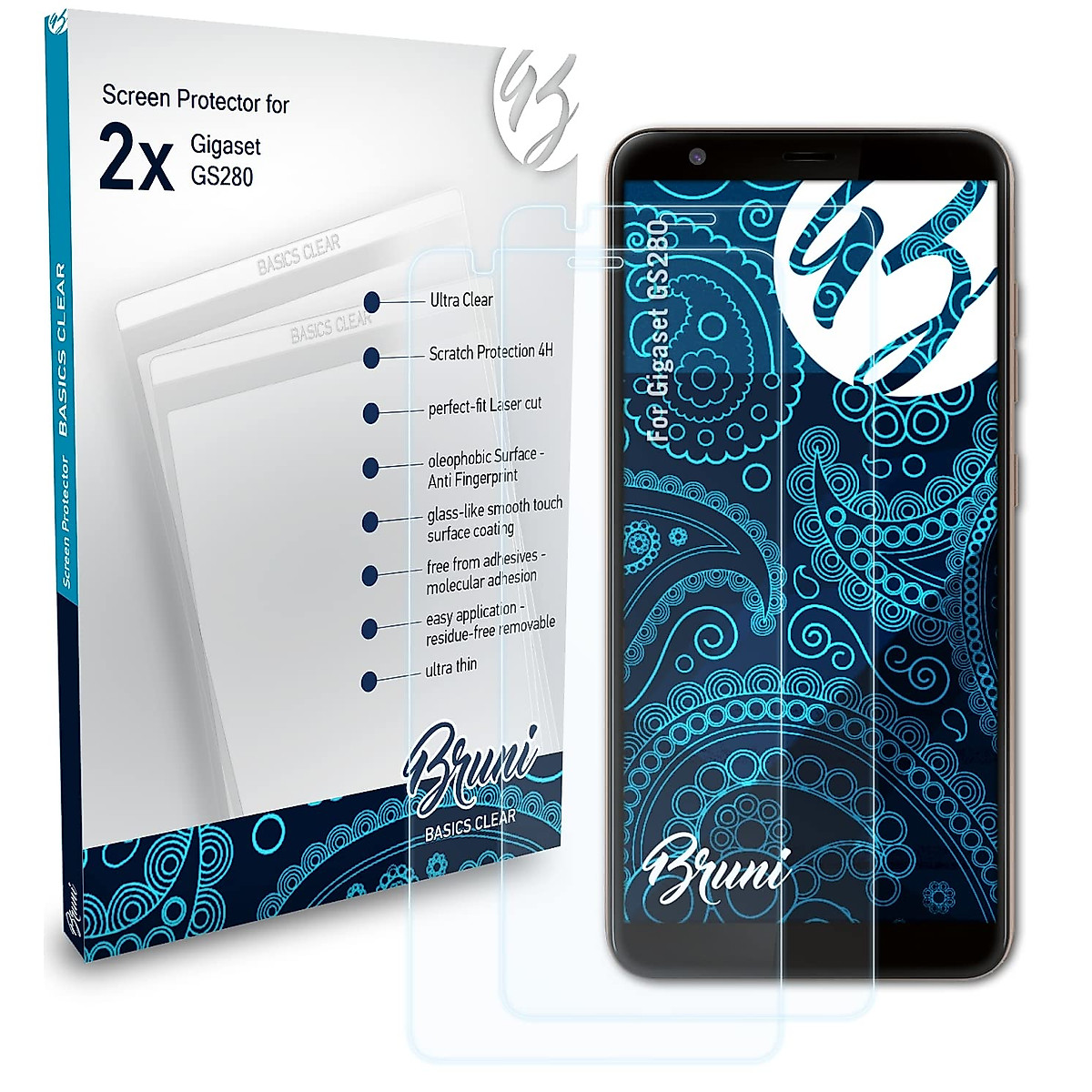 Bruni Screen Protector compatible with Gigaset GS280 Protector Film, crystal clear Protective Film (2X)